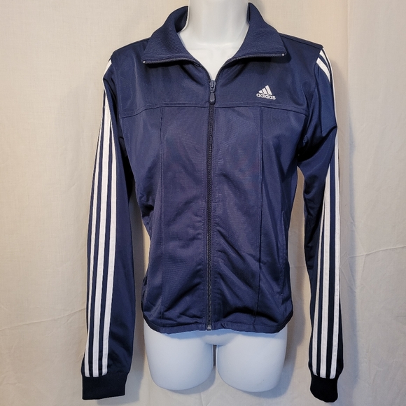 adidas | Jackets & Coats | Adidas Navy Blue Triple Stripe Track Jacket ...